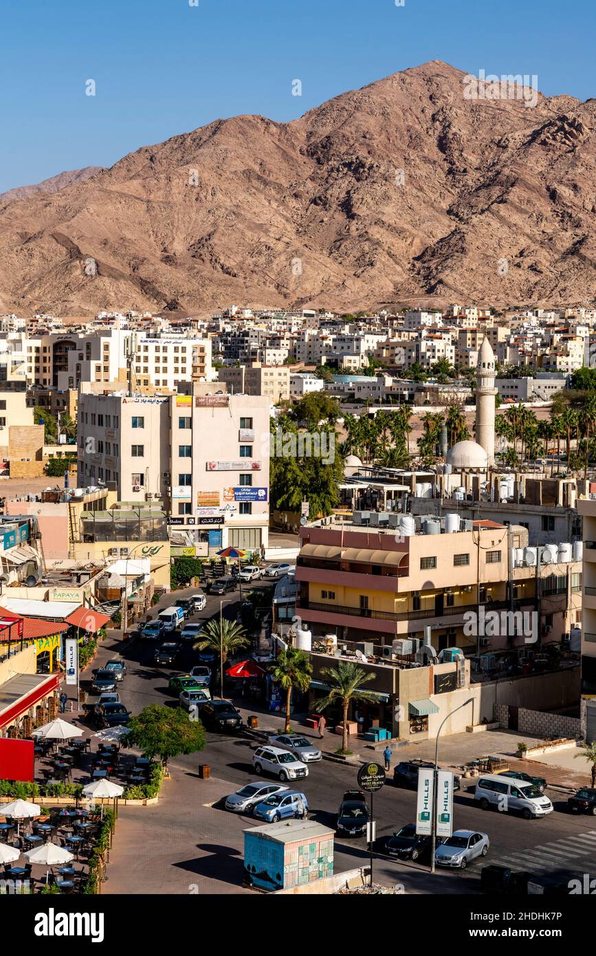 The Skyline Of The City Of Aqaba, Aqaba Governorate, Jordan Stock Photo ...