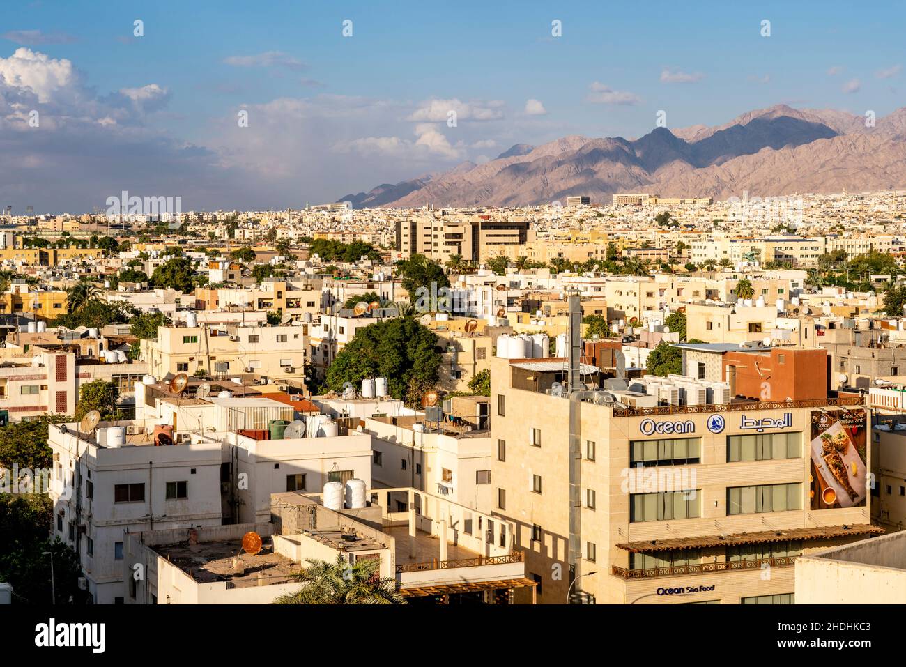The Skyline Of The City Of Aqaba, Aqaba Governorate, Jordan Stock Photo ...