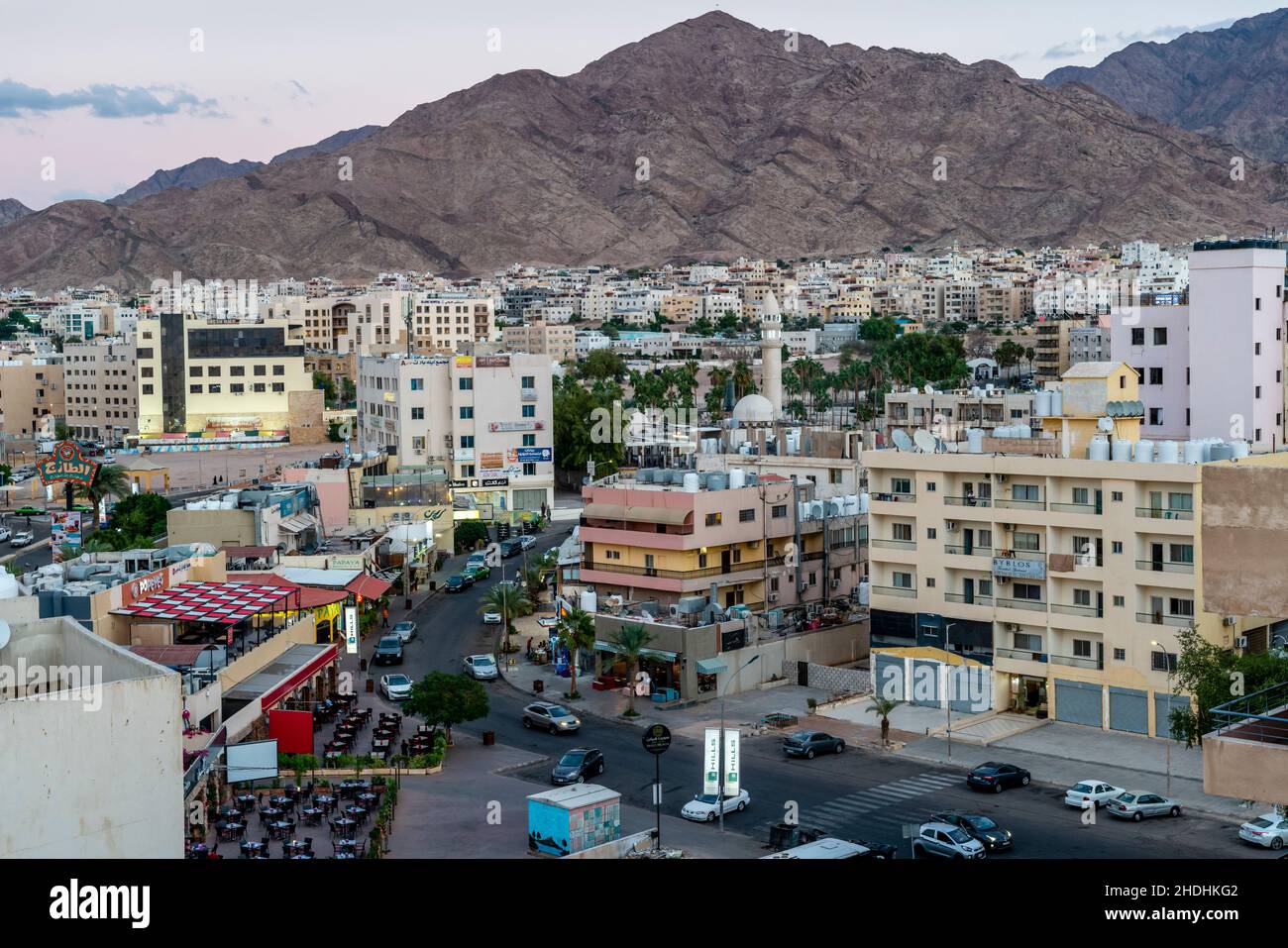 The Skyline Of The City Of Aqaba, Aqaba Governorate, Jordan Stock Photo ...
