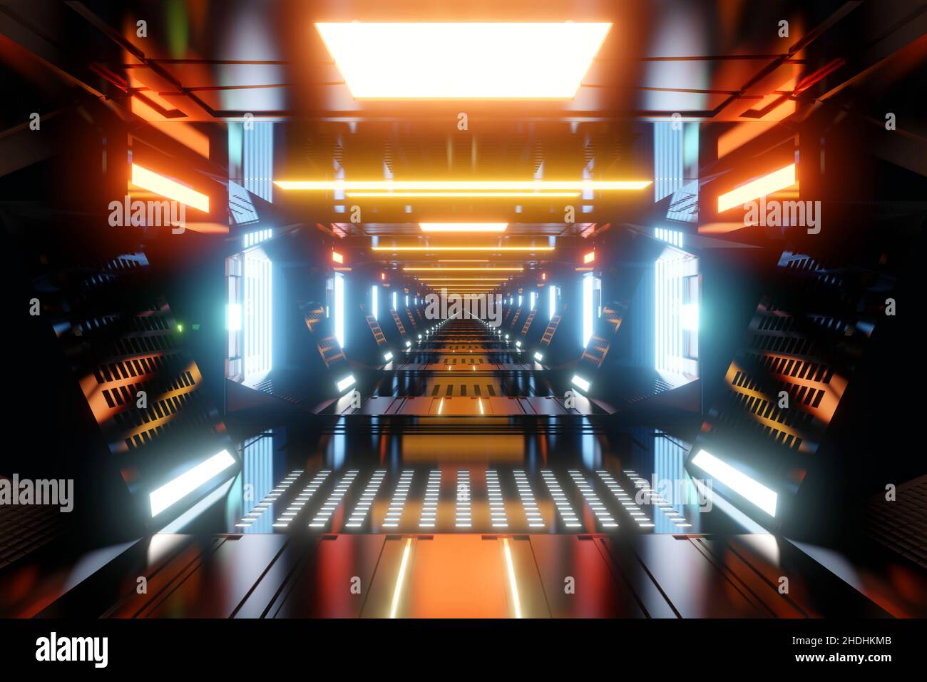 metal, lights, futuristic, corridor, metals, light, futuristics ...