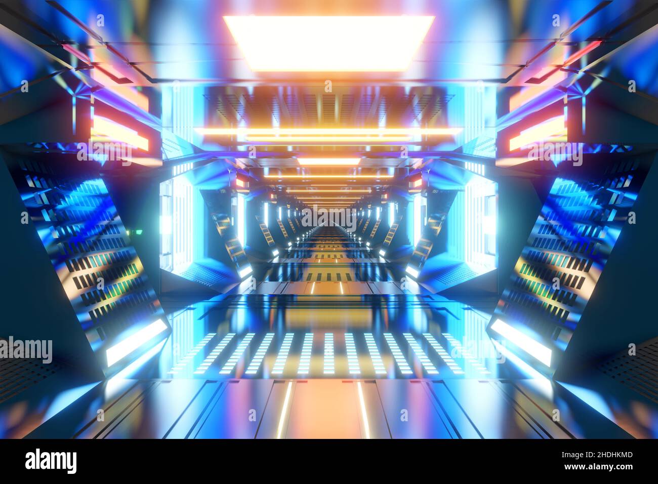 futuristic, corridor, science fiction, spaceship, futuristics ...