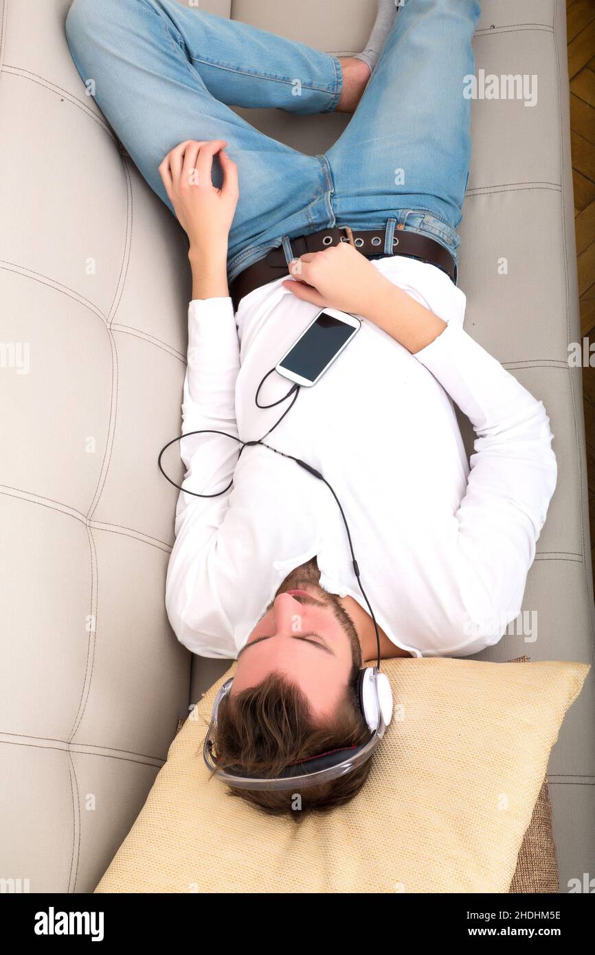 sofa, relax, listening music, couch, relaxation, listening musics Stock ...