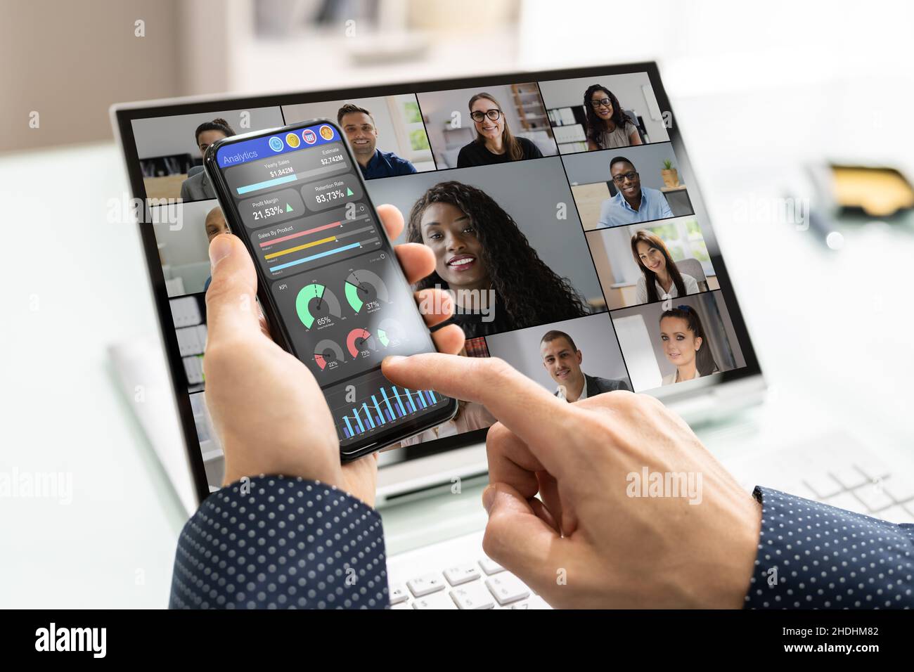 Watching Video Conference Business Webinar On Computer Stock Photo - Alamy