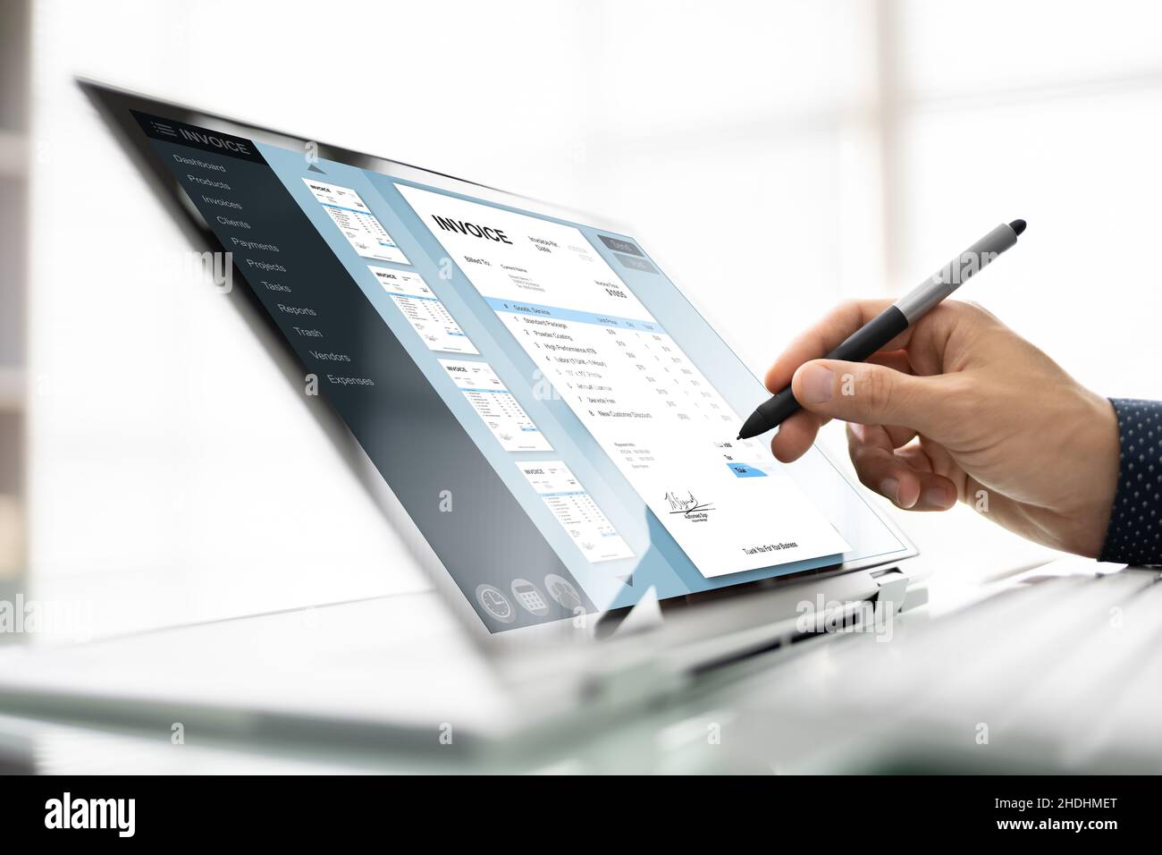 E Invoice On Laptop. Online Electronic Bill Management Stock Photo - Alamy