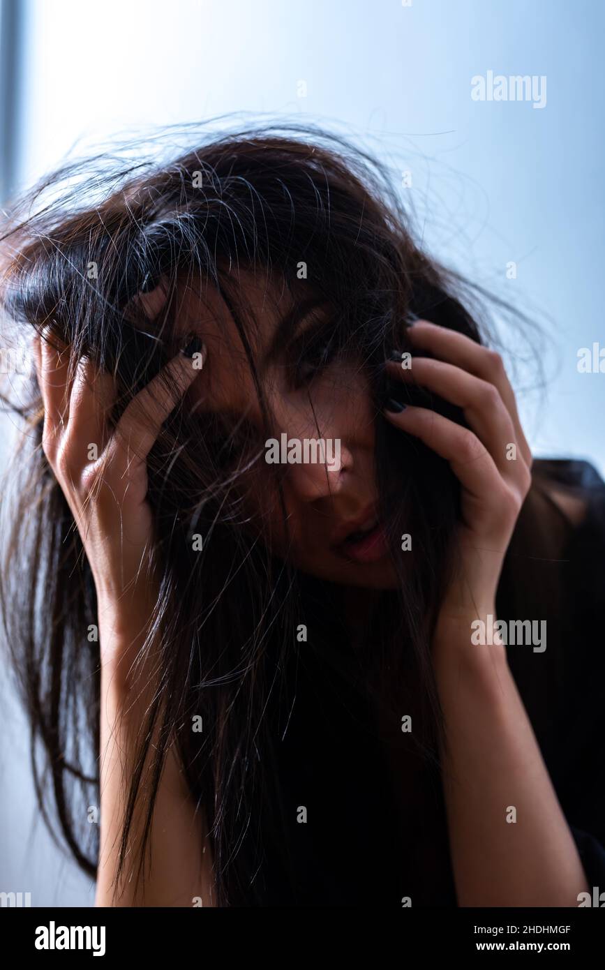 sad, disheveled, tear hair, sads, disheveleds, tear hairs Stock Photo ...