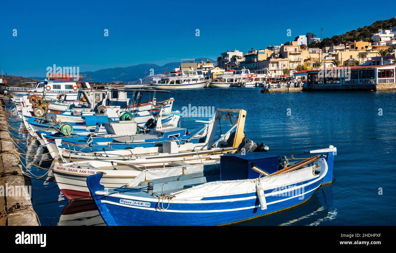 fishing boats, crete, spinalonga, fishing boat, cretes Stock Photo - Alamy