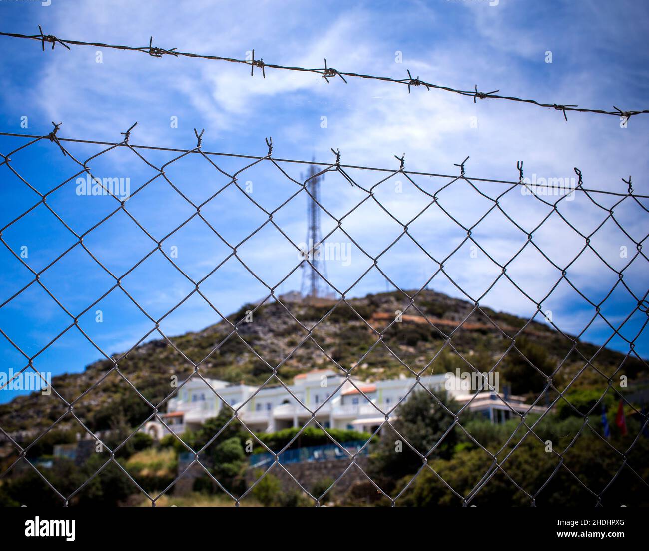 fence, razor wire, barrier, fences, razor wires, barriers Stock Photo ...