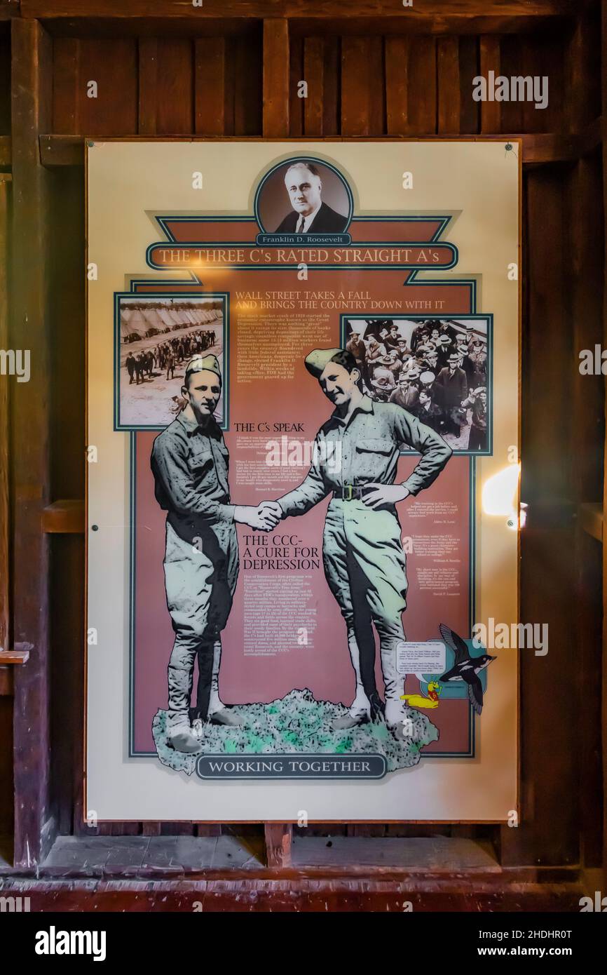 Exhibits about CCC in Visitor Center built by the CCC in Prairie Creek ...
