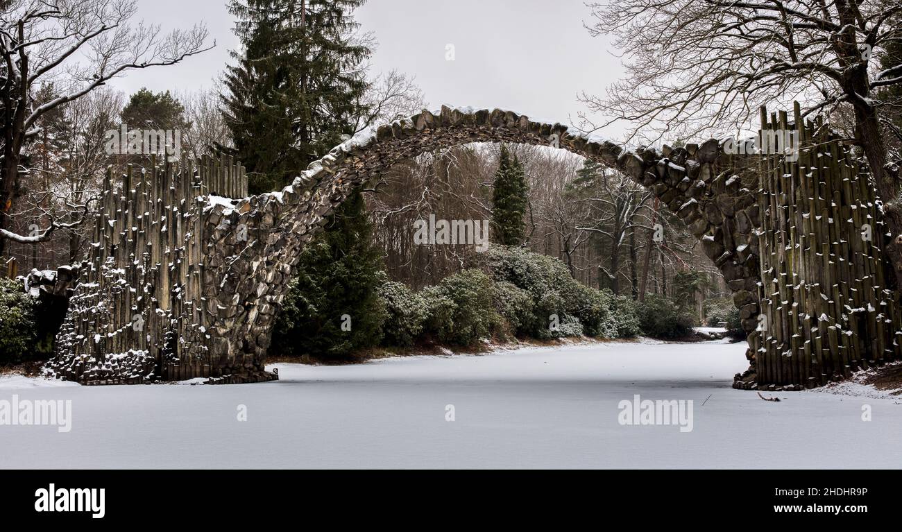 basalt, kromlau, rakotz bridge, basalts Stock Photo - Alamy