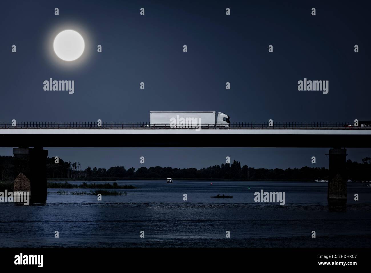 full moon, highway bridge, mainline, full moons, highway bridges ...