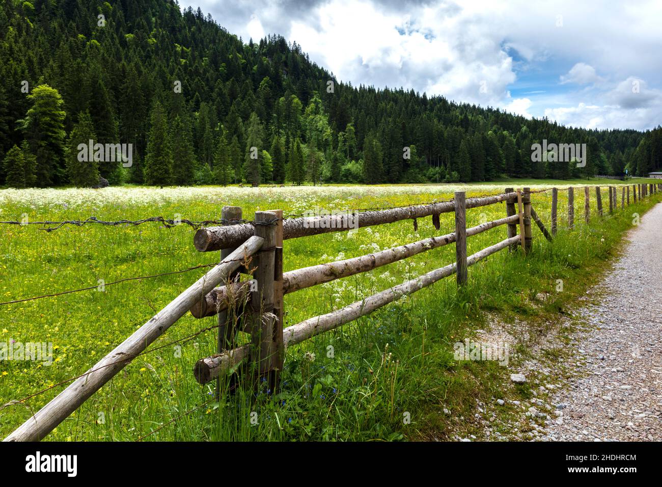 pasture, wooden fence, pastures, wooden fences Stock Photo - Alamy
