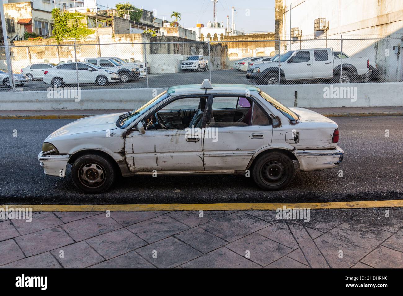 Run down taxi in Santo Domingo, capital of Dominican Republic Stock ...