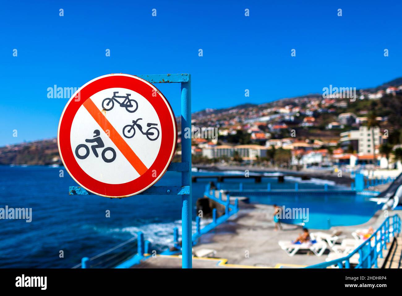 motorcycle, bicycle, forbidden, do not enter sign, santa cruz ...