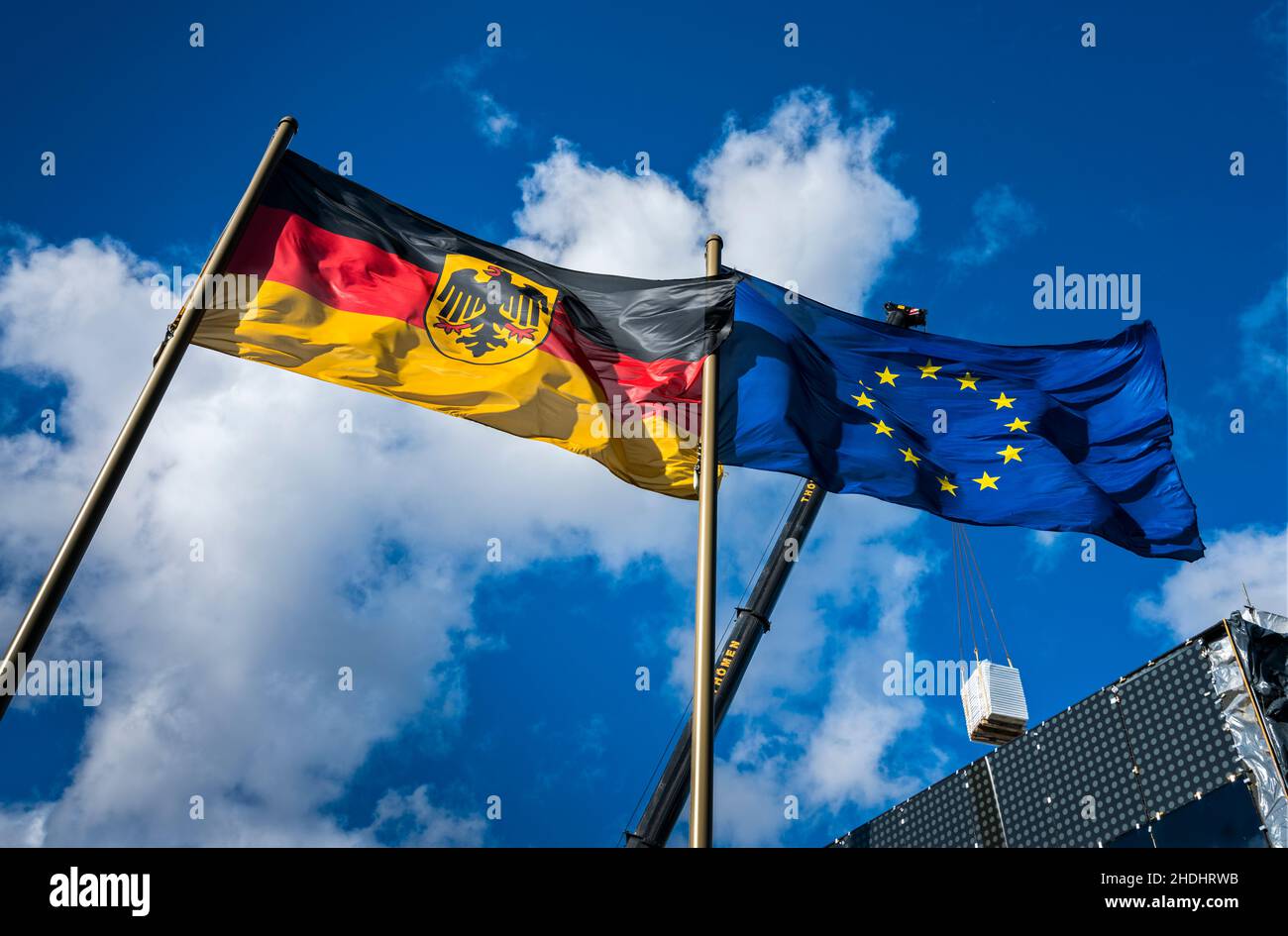 construction site, german flag, european union flag, construction sites ...