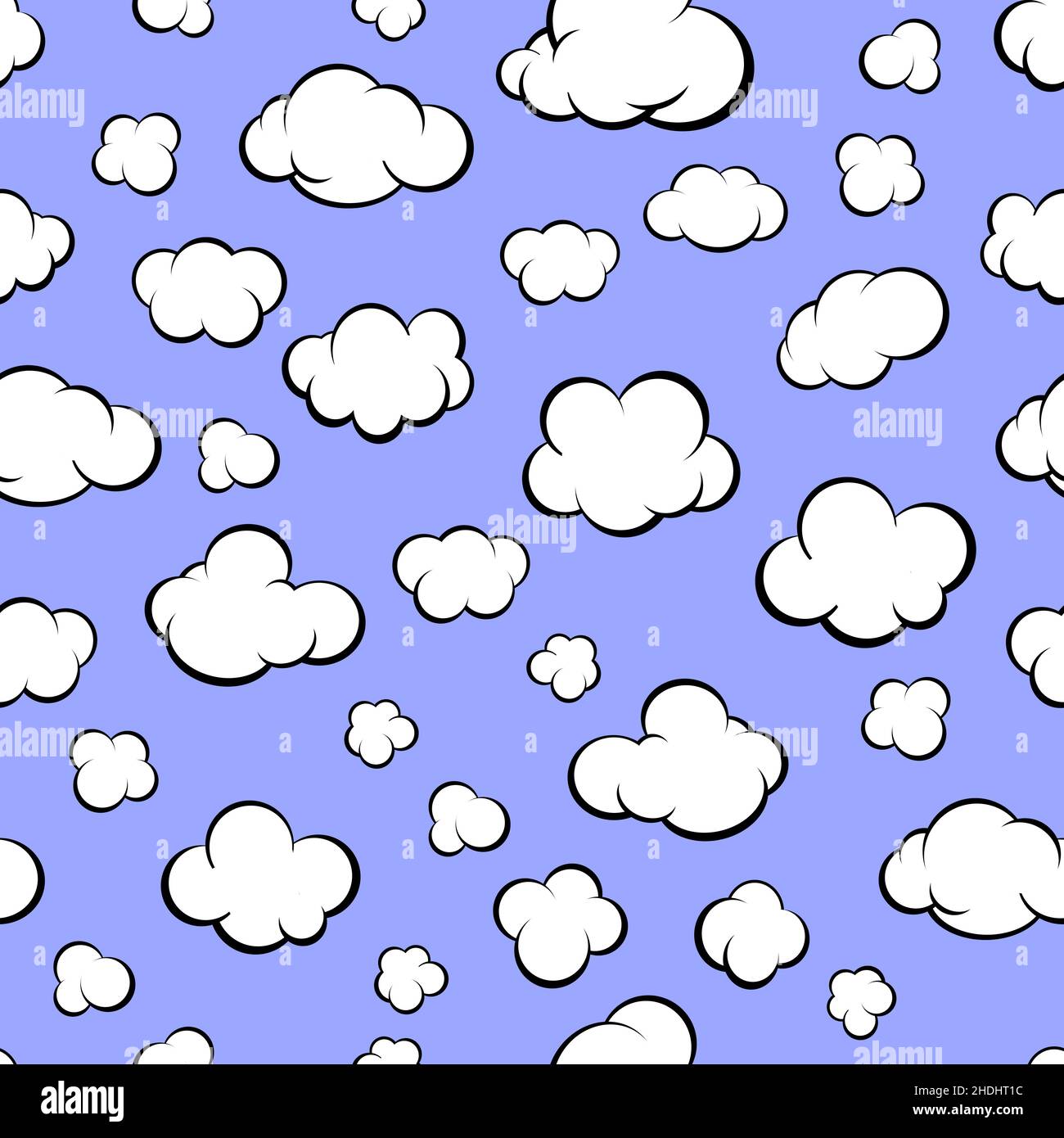Pattern of cartoon white clouds on a blue sky for printing and ...