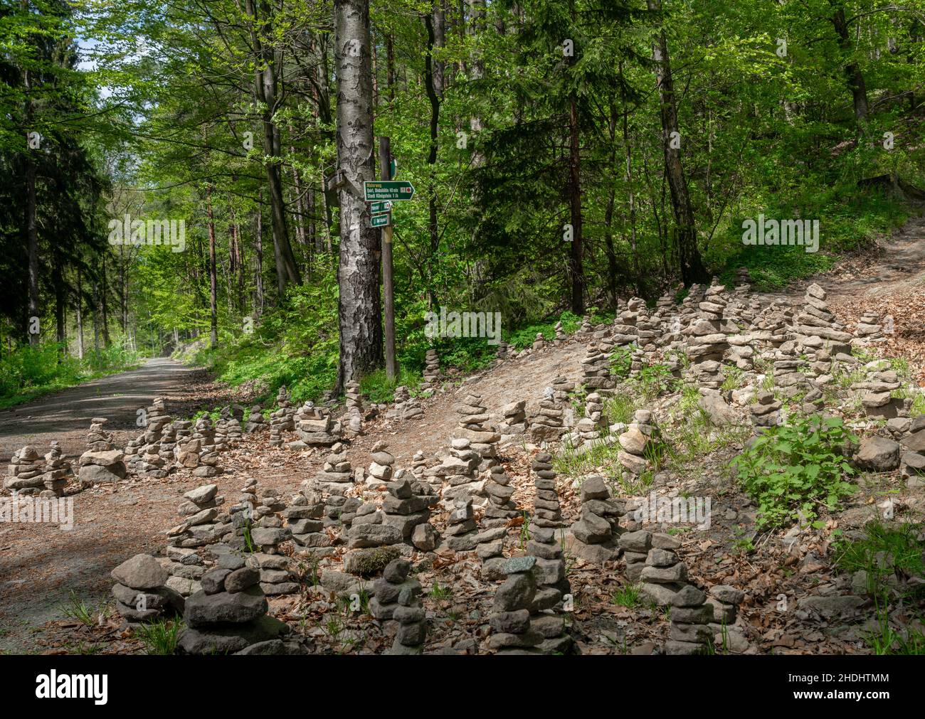 trail, stone stack, saxon switzerland, trails, stone stacks Stock Photo ...