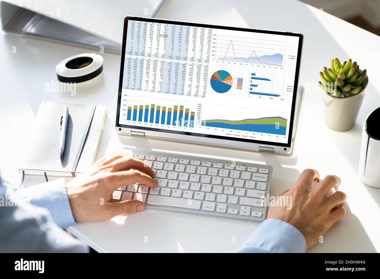 Analyst Man Looking At KPI Data On Computer Screen Stock Photo - Alamy