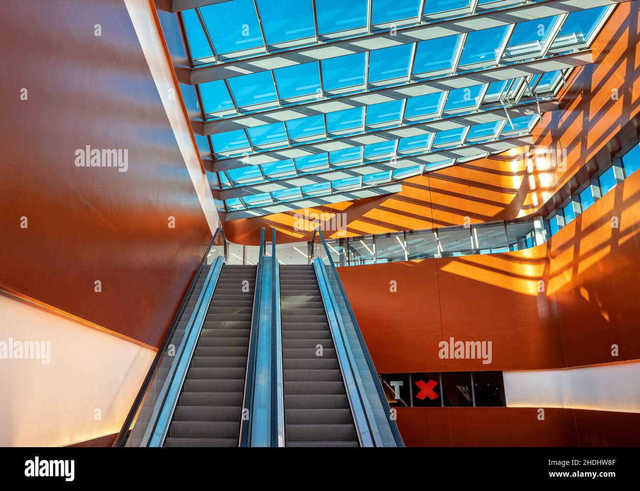 escalator, glass roof, window light, escalators, glass roofs Stock ...