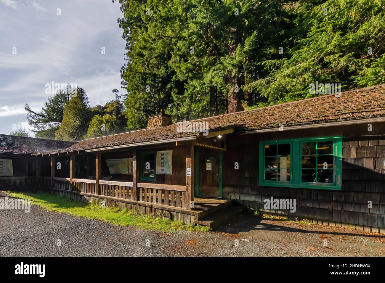 Visitor Center built by the CCC in Prairie Creek Redwoods State Park ...