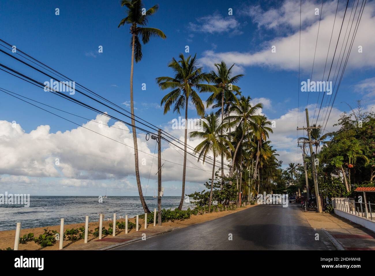 Seaside road in Las Terrenas, Dominican Republic Stock Photo - Alamy