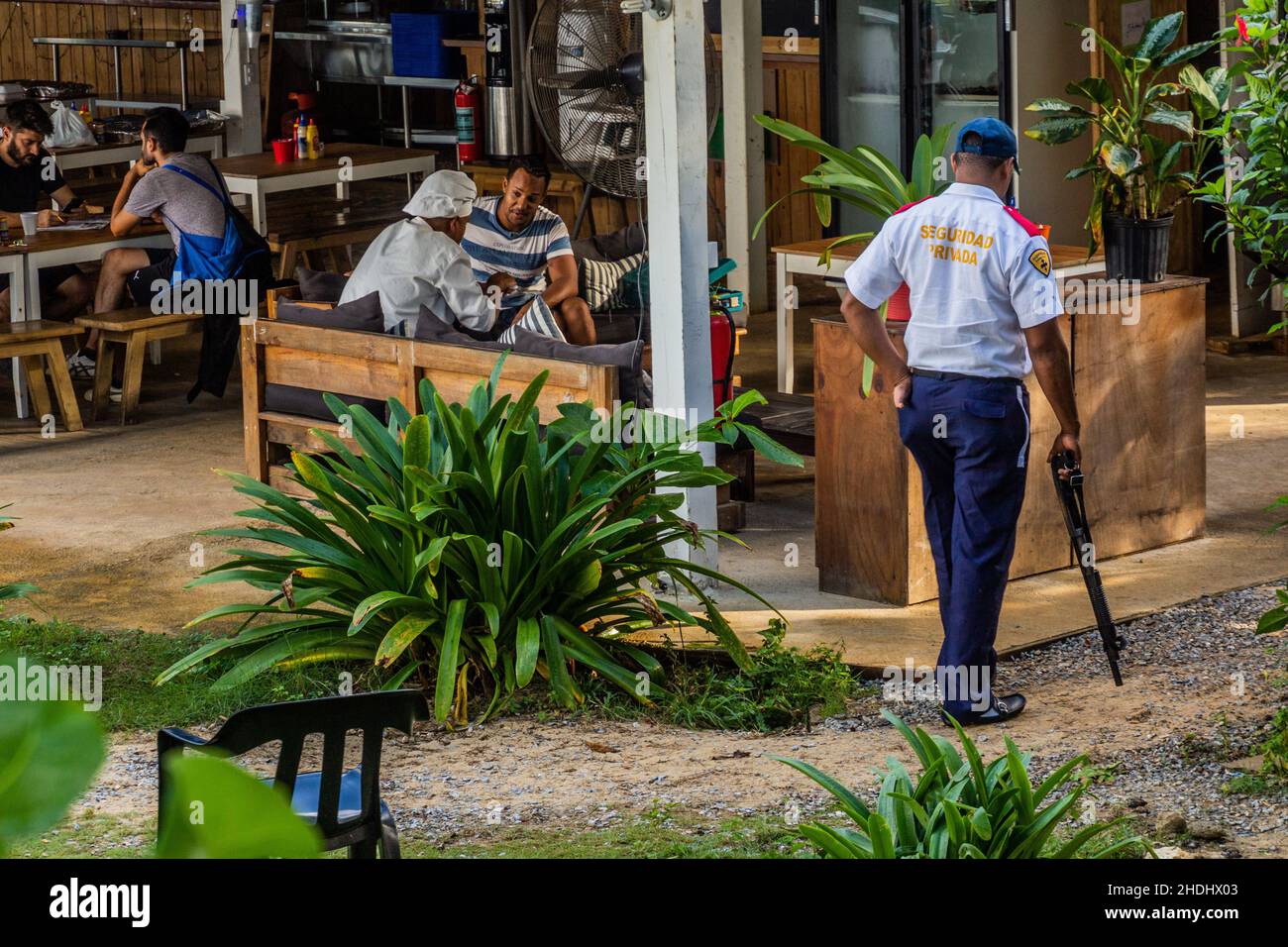 LAS TERRENAS, DOMINICAN REPUBLIC - DECEMBER 3, 2018: Private security ...