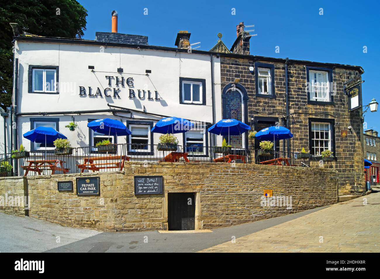 UK, West Yorkshire, Haworth, Main Street, Black Bull Pub Stock Photo ...