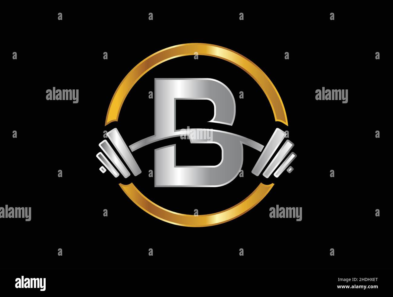 Initial monogram alphabet with a barbell. Lifting vector logo design ...