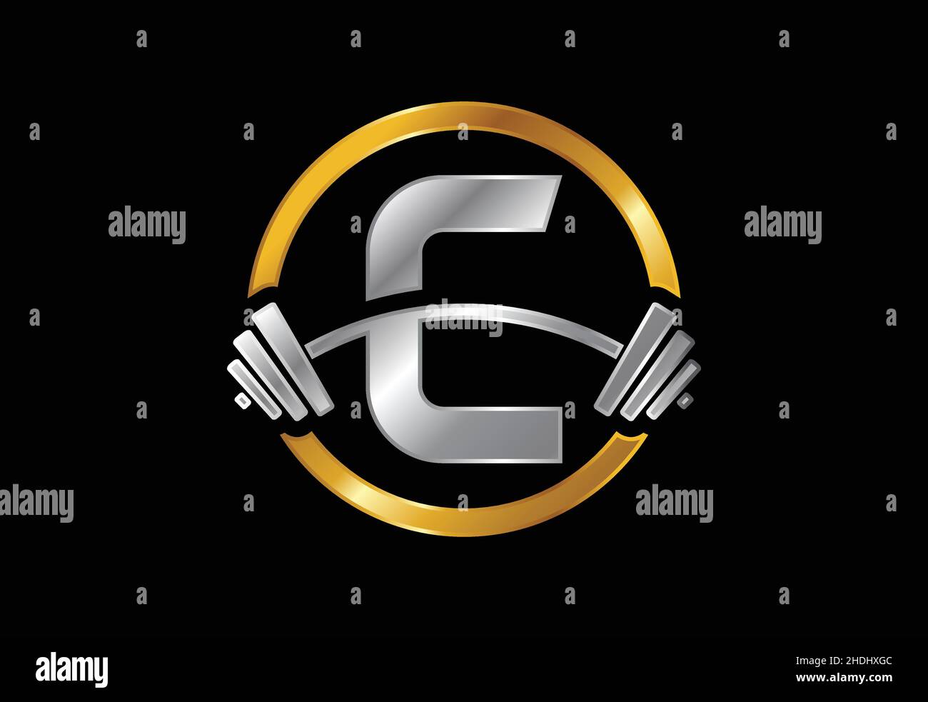 Initial monogram alphabet with a barbell. Lifting vector logo design ...