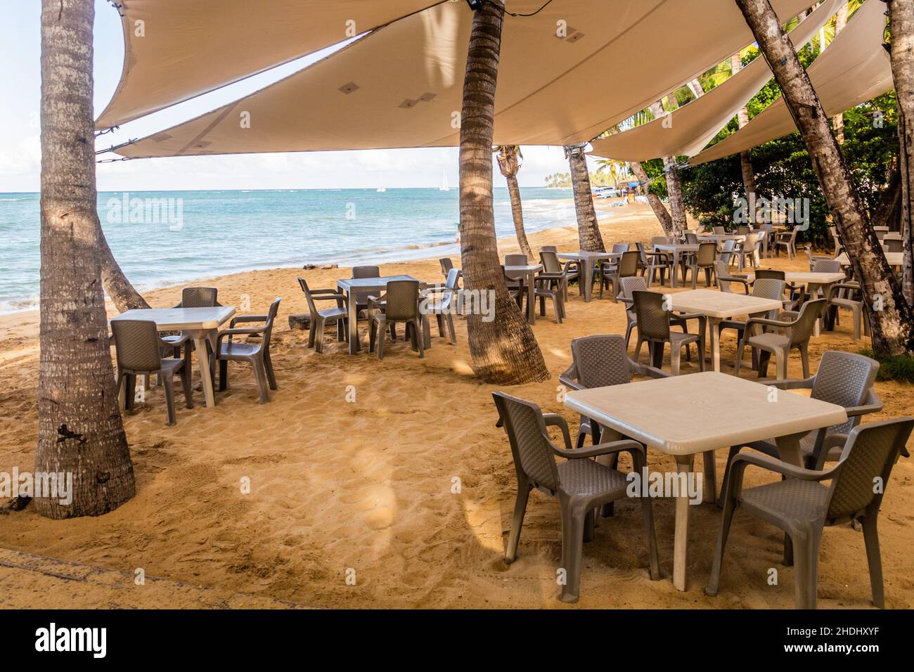 Beach restaurant in Las Terrenas, Dominican Republic Stock Photo - Alamy