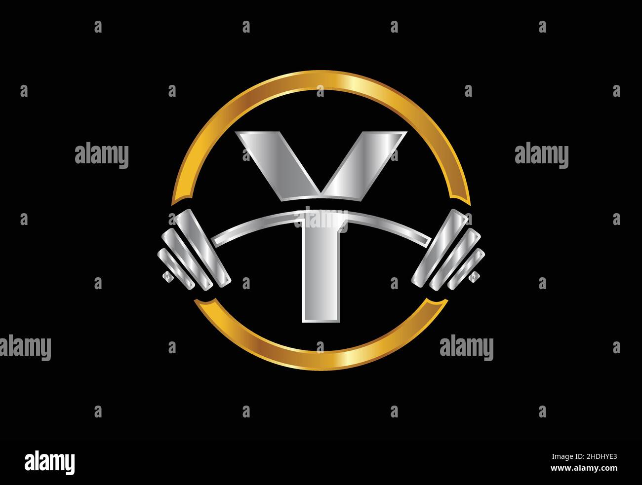 Initial monogram alphabet with a barbell. Lifting vector logo design ...