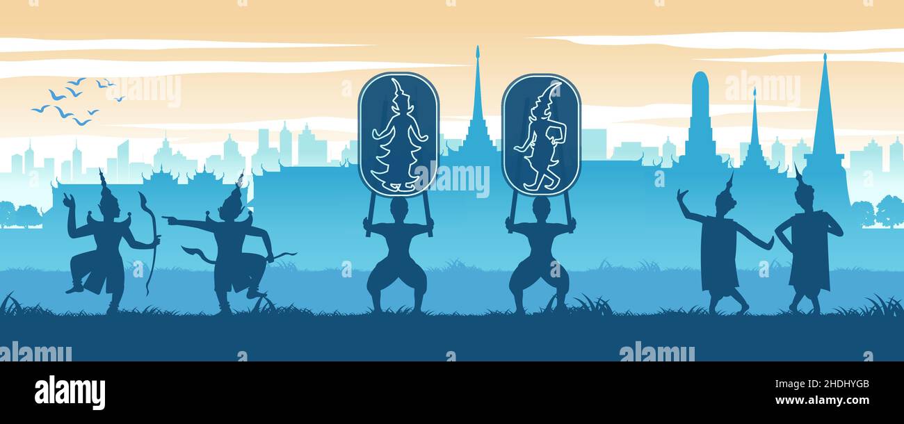 Asean scenery country background of Thailand with famous temple and ...