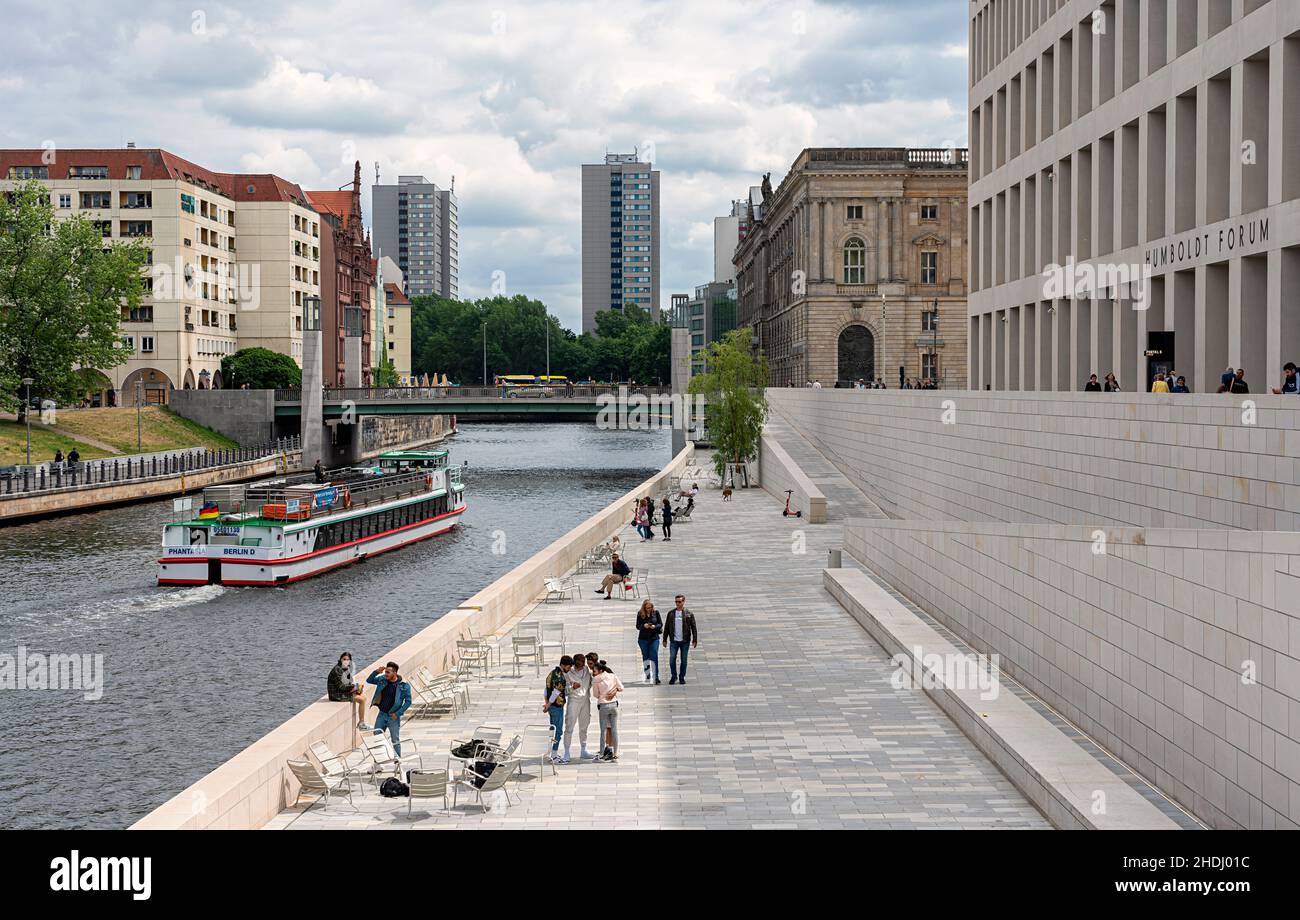 berlin, spree river, promenade, humboldt forum, spree rivers ...