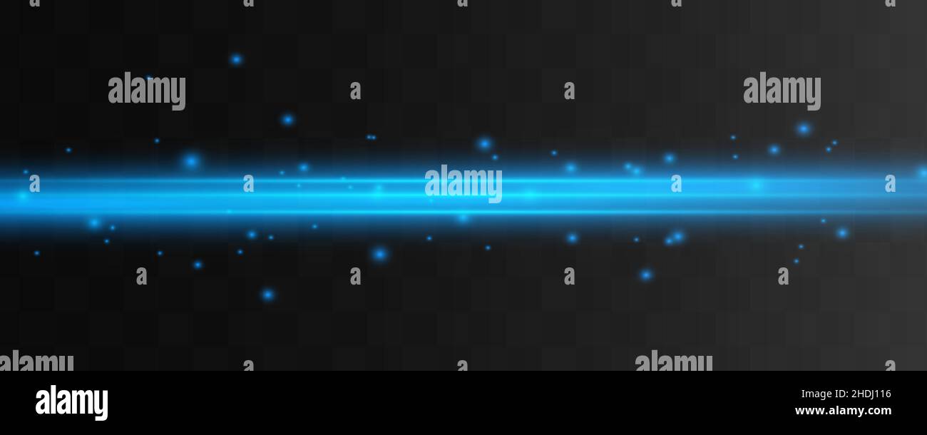 Abstract blue laser beam. Transparent isolated on black background ...