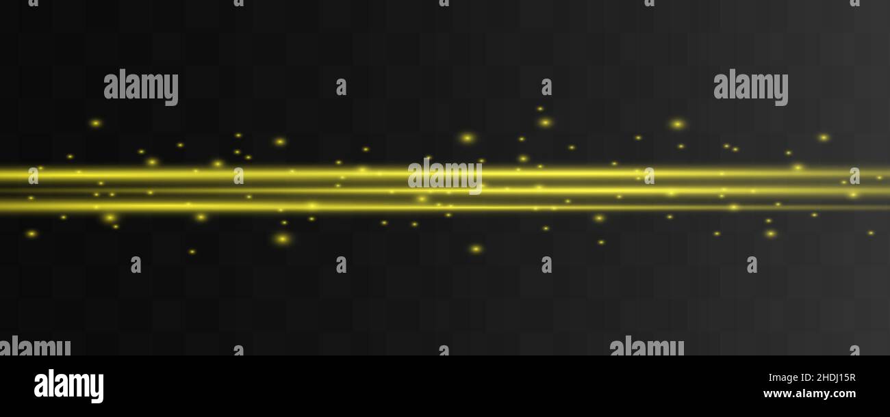 Abstract yellow laser beam. Transparent isolated on black background ...