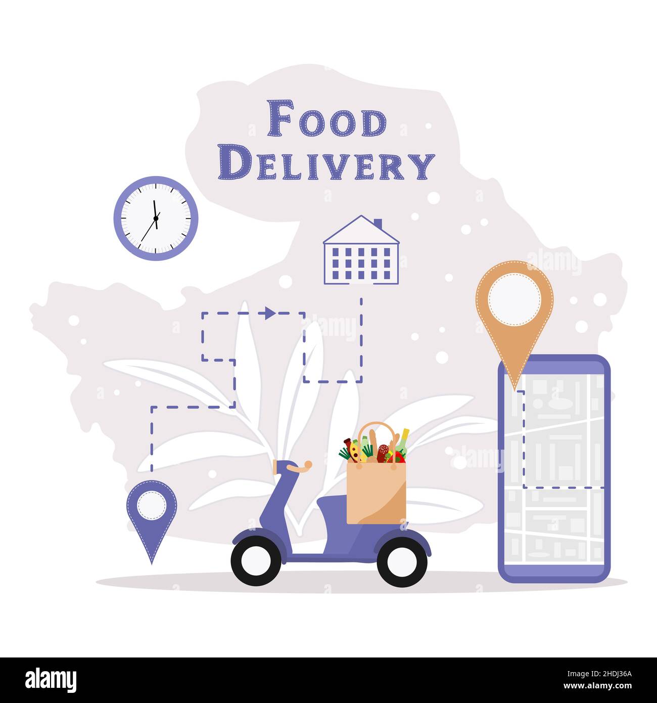 Vector illustration Home and office Express Food delivery service ...