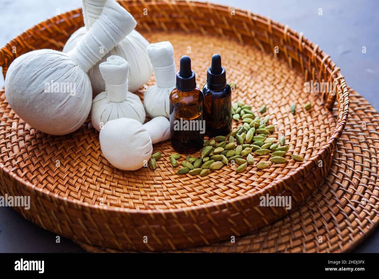 herbal massage, compress, herbal massages Stock Photo - Alamy