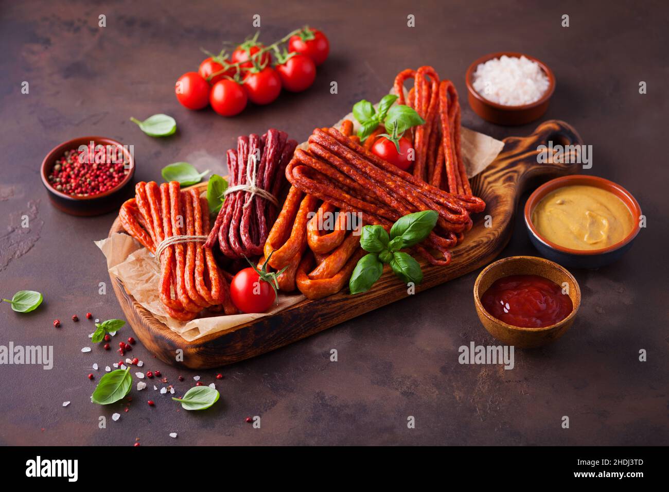 sausage platter, cabanossi, sausage platters Stock Photo - Alamy