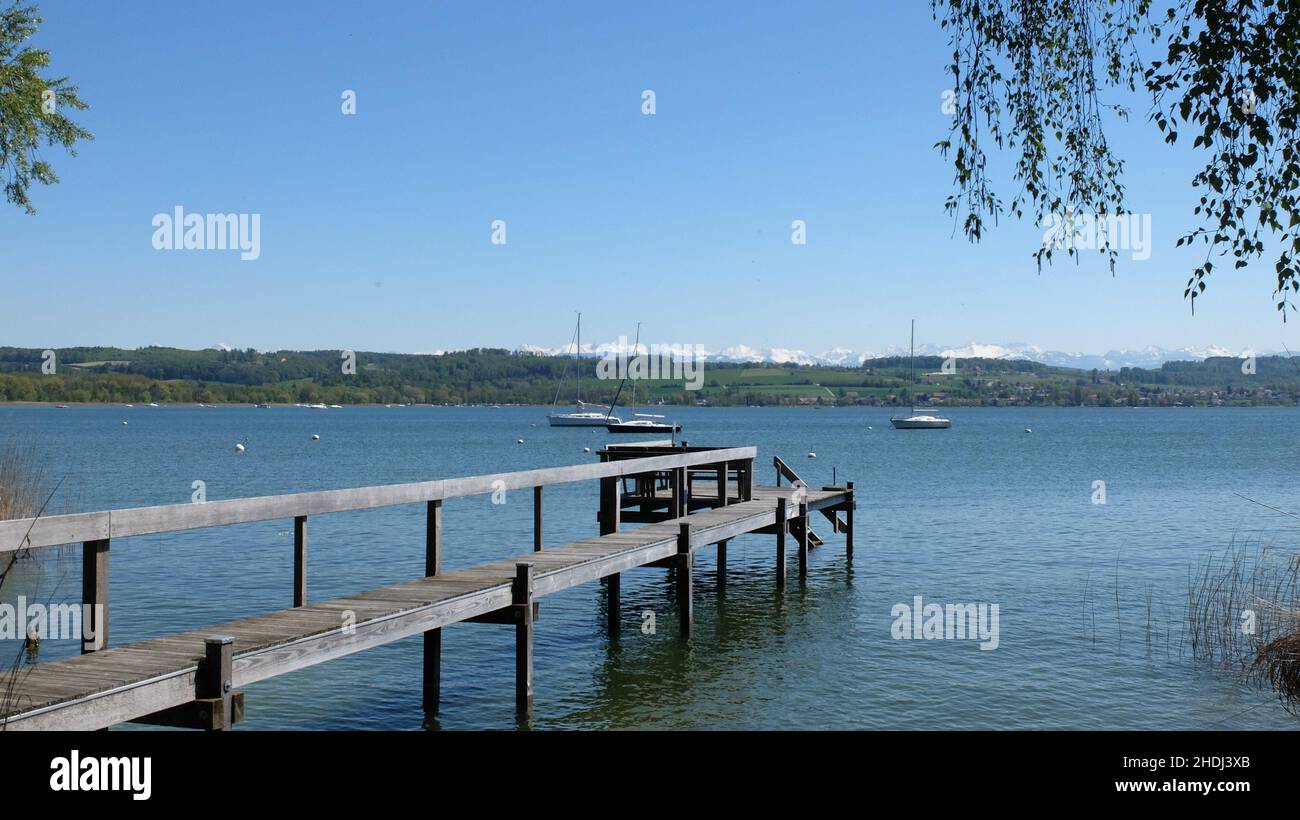 boat dock, Lake Morat, boat docks Stock Photo - Alamy
