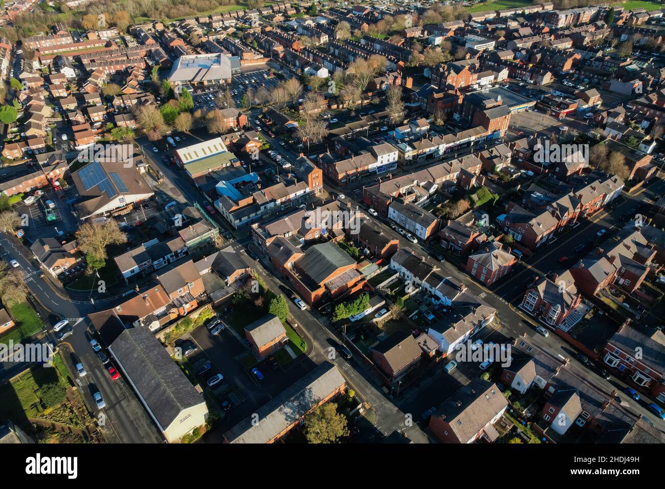 Aerial Houses Residential British England Drone Above View Summer Blue ...