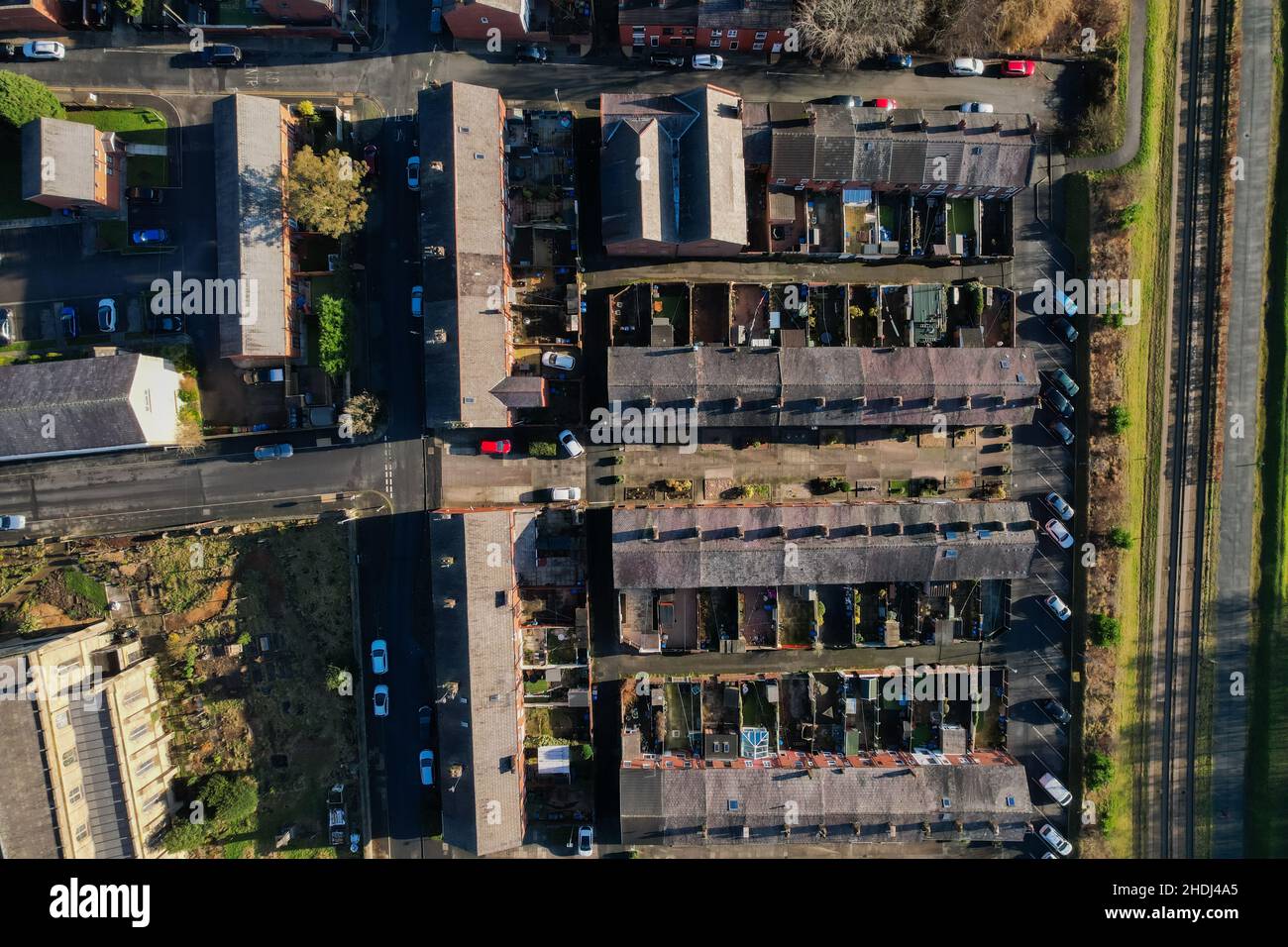 Aerial Houses Residential British England Drone Above View Summer Blue ...
