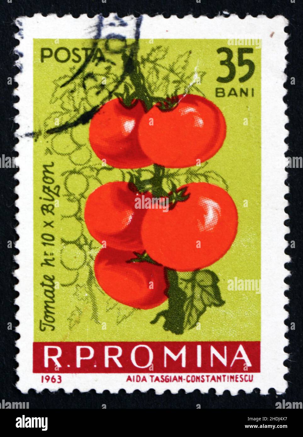 ROMANIA - CIRCA 1963: a stamp printed in the Romania shows Tomatoes ...