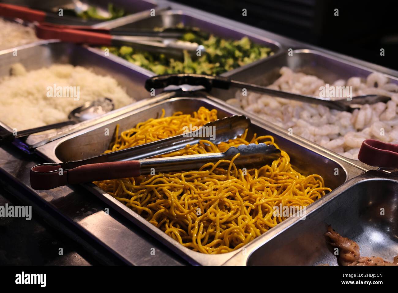 Raw ingredients at local hibachi chinese food buffet Stock Photo - Alamy
