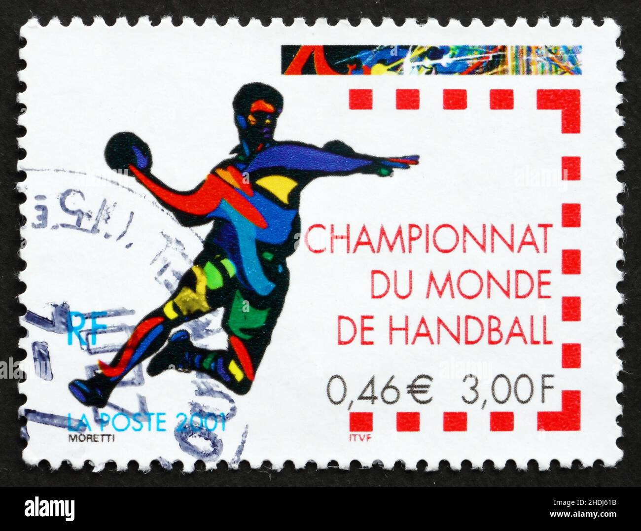 FRANCE - CIRCA 2001: a stamp printed in the France shows World Handball ...