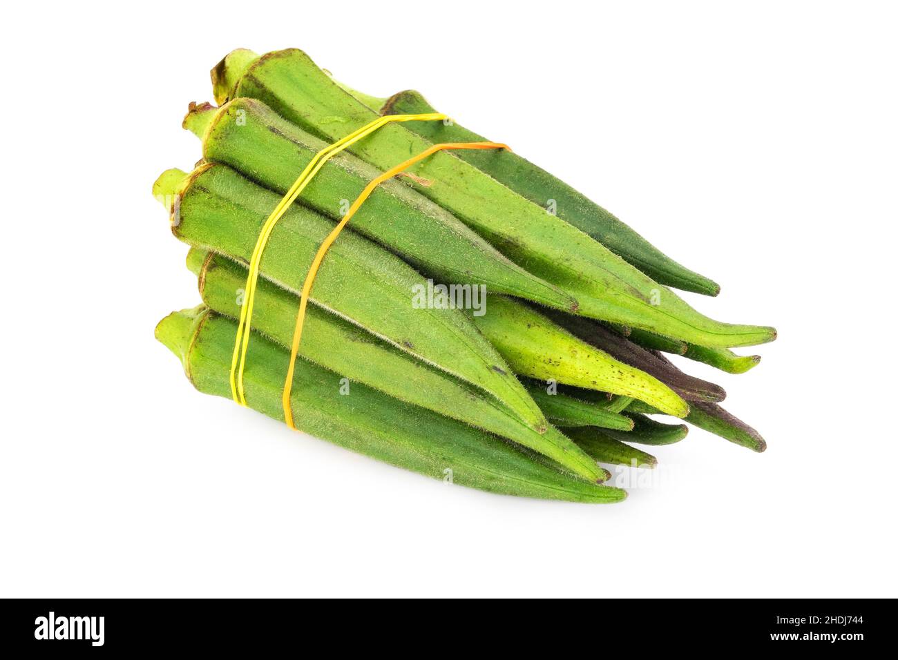 Okras on the okra plants Cut Out Stock Images & Pictures - Alamy