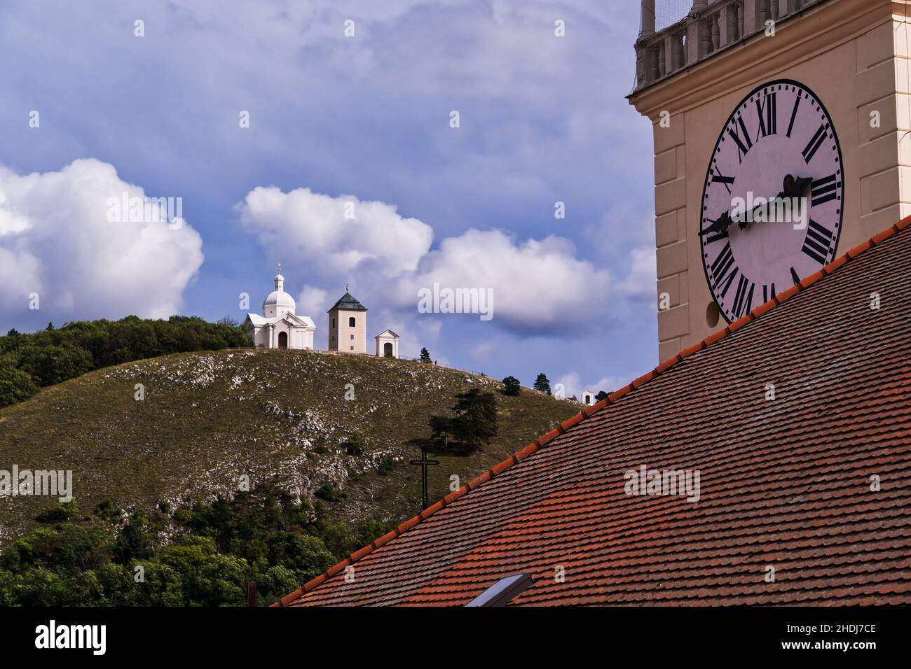 clock tower, holy mountain, mikulov, clock towers, holy mountains Stock ...