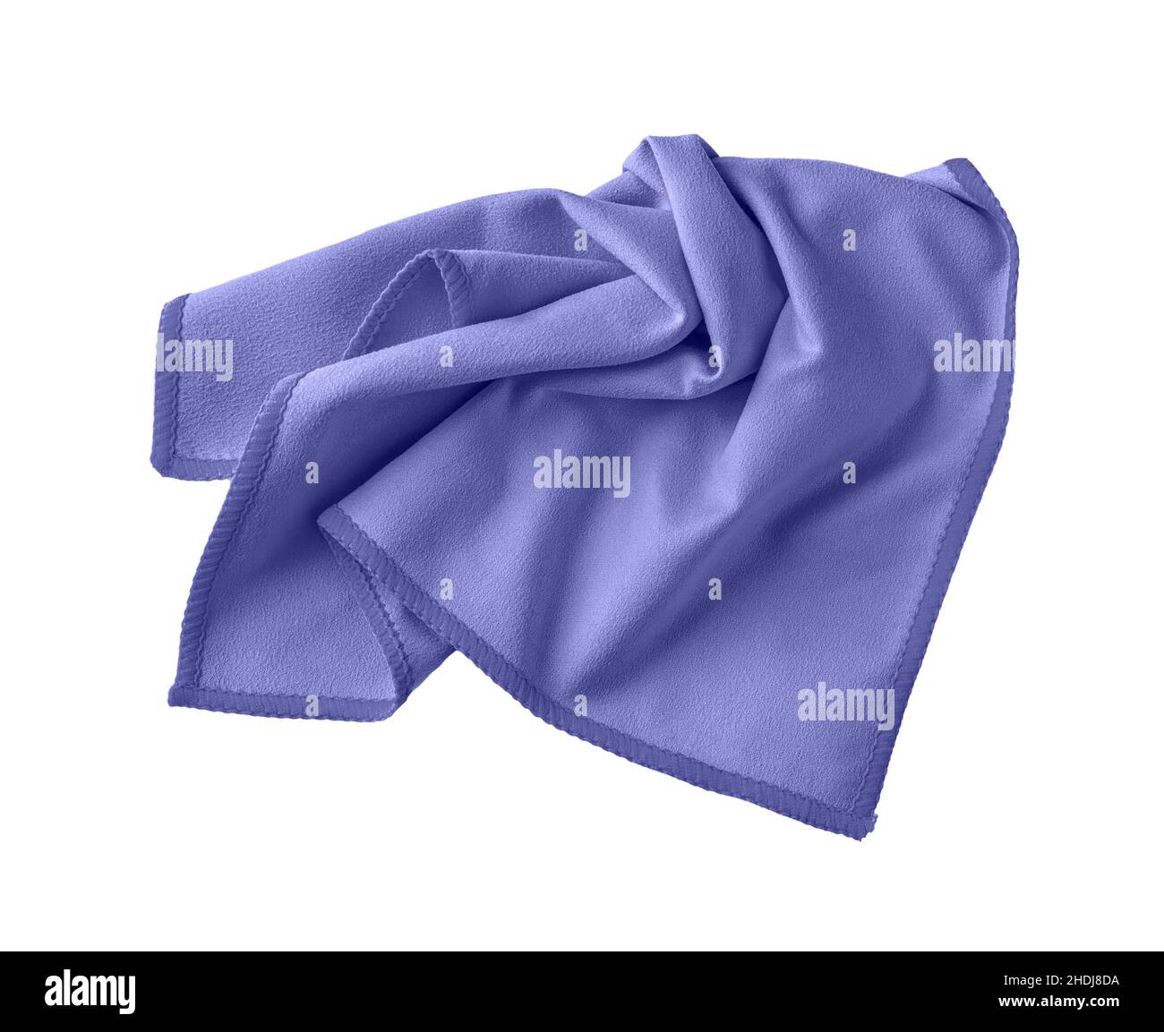 Crumpled blue violet microfiber cloth isolated on white background ...