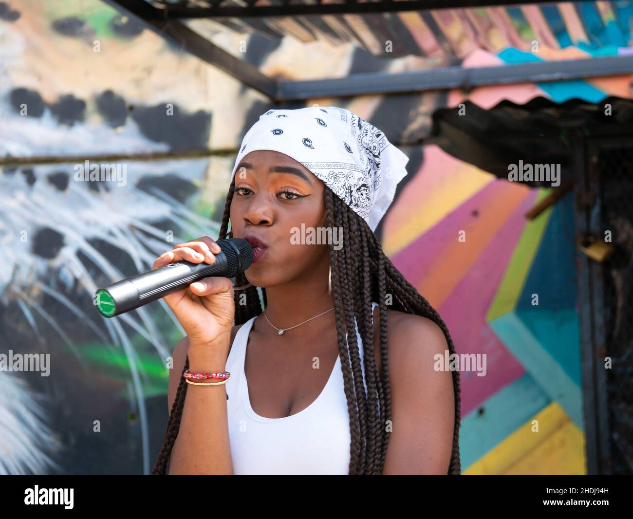 Medellin, Colombia - September 9 2021: Black Female Rapper Dressed in ...