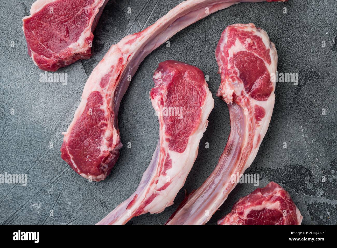 Organic pieces of mutton meat, Rack of lamb , raw with bone set, on ...