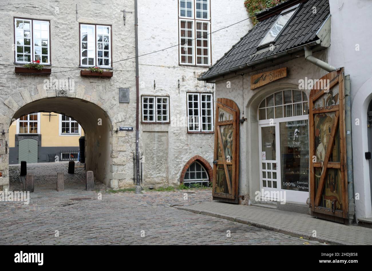 Swedish Gate built in the old town walls of Riga in 1698 Stock Photo ...