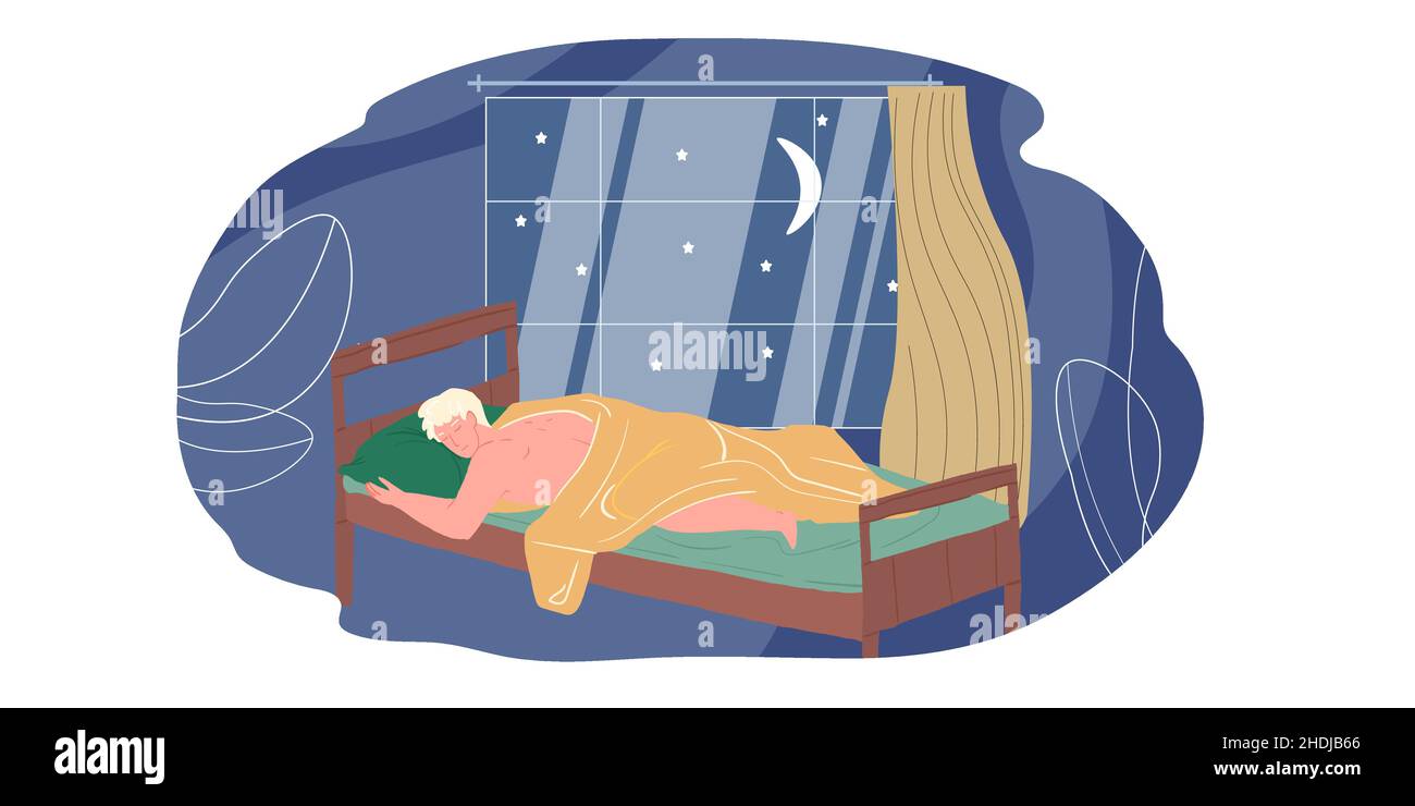 Flat cartoon sleeping character,healthy sleep vector illustration ...